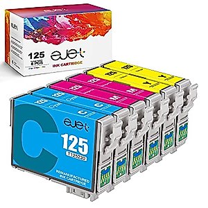 ejet 125 T125 Remanufactured Ink Cartridge Replacement for Epson 125 T125 for Stylus NX125 NX127 NX530 NX625 NX230 NX420 Workforce 320 323 325 520 Printer Tray(2 Cyan, 2 Magenta, 2 Yellow), 6 Pack