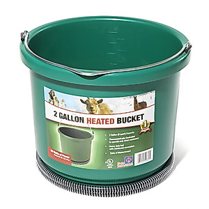Farm Innovators HB-60 9 Quart 2 Gallon Plastic Heated Bucket w/Metal Handle, Built in Thermostat, & Anti Chew Cord Protector, 60 Watt, Green (3 Pack)