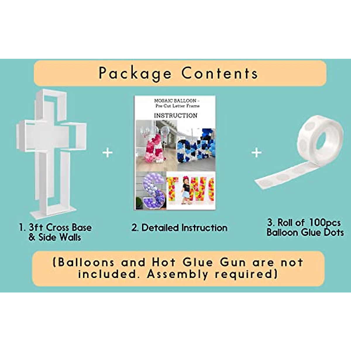 3FT Tall Cross Balloons Mosaic DIY Pre Cut Frame First Holy Communion Celebration Decorations