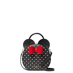 KATE SPADE DISNEY X MINNIE MOUSE ROUND CANTEEN PURSE BLACK & WHITE POLKA DOT