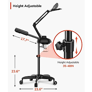 TASALON 2-in-1 Professional Facial Steamer, Hot Ozone Face Steamer for Facial with 5X Magnifying Lamp, Esthetician Steamer for Salon Beauty and Spa Shop, Skin Care Equipment with New Upgrade Wheels