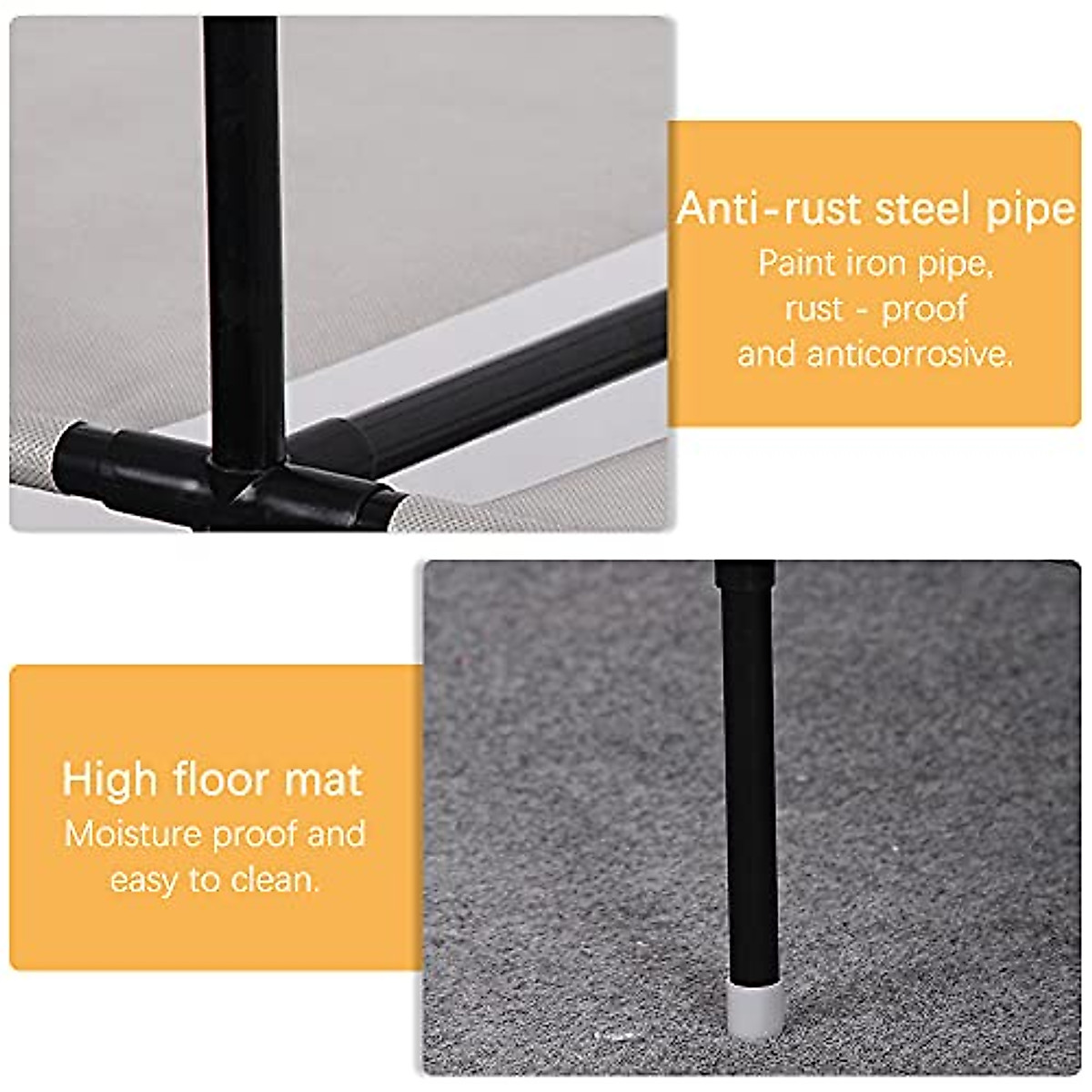 ZZBIQS 5 Tiers Metal Garment Clothing Rack Hanging Clothes Organizers with Shelves and 4 Side Hook , Compact Armoire Storage Rack, 33.8" L x 17.3" W x 68.5" H, Max Load 115 LBS, Black