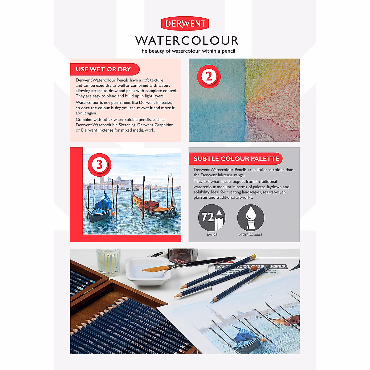 Derwent Colored Pencils, Watercolor, Water Color Pencils, Drawing, Art, Metal Tin, 12 Count (0700303),Blue