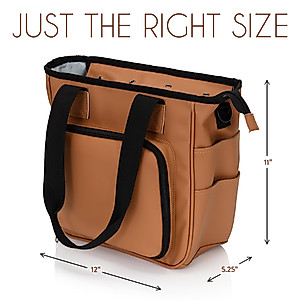 Leather Crochet Bag Backpack - Travel Knitting Bag Project Organizer Totes has Detachable Strap, 12 Wooden Hooks, 12 Skeins of 25g Yarn Storage Pocket & Grommets for Crocheting On the Go