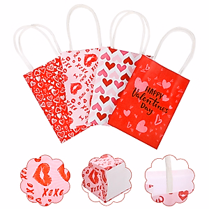 8 Pcs Mini Paper Valentines Day Gift Bags Mini Gift Bags with Handles Bag for Gift Cards, Galentines Day, Teacher Present, Classroom Parties, Wedding Birthday Sweetest Day Party Favor