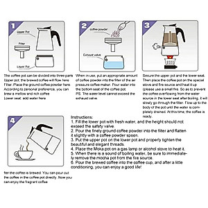 OUKENS Stovetop Espresso Maker, 4cup/200ml Italian Classic Coffee Maker Stainless Steel Moka Pot Percolator Coffee Pot Coffee Kettle Pot for Home Kitchen Induction