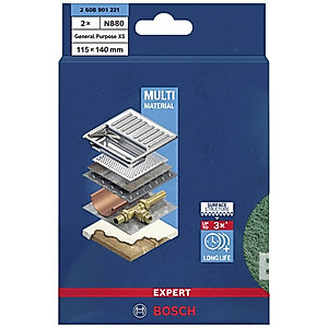 Bosch Professional 2x Expert N880 Fleece Pads (for Steel sheets, 115 x 140 mm, Grade Very fine A, Accessories Hand Sanding)