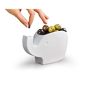 Genuine Fred Oliver Ceramic Elephant Tidbit Bowl, White, 1 cups, Size Pillow-130