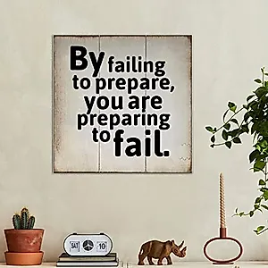 LITTLEGROVE SEEDS Vintage Wooden Pallet Sign By Failing to Prepare You Are Preparing to Fail Wood Signs 10x10in Wall Decor Farmhouse Decor Wall Art Wall Hanger Sign for Home Bedroom Living Room