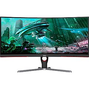 AOC 2021 30” LED Gaming Monitor - 75Hz, Full HD 2560 x 1080 Curved Monitor with Built-in Speaker, AMD FreeSync and HDMI Ports, Black
