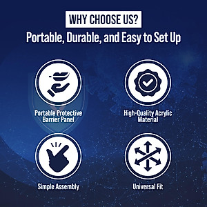 Sneeze Guard Desk Shield PPE - Plastic Divider Screen for Desk, Table or Countertop - Portable Protective Barrier Panel - Best Partition Protector for Classroom or Office