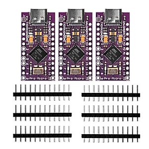 OSOYOO 3pcs Pro Micro Board ATmega32U4 Leonardo 5V/16MHz Module Board Type C Port for Arduino