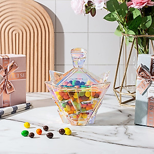 M&N HOME Glass Candy Dish with Lid, Christmas Gift, Pearl Colored Crystal Candy Dish, Decorative Candy Jar, 24 Oz. Extra Large Candy Bowl, Unique Gift, Christmas Candy