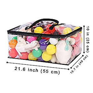 Vieshful 3 Pack 55L Clear Clothes Storage Bags and 3 Pack 110L Storage Bins, Clothing Container Large Capacity Moving Bags with Reinforced Handles