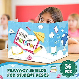 36 Pcs Desk Dividers Privacy Boards for Student Classroom Privacy Folders for Student Desks Study Carrels Reduces Distractions for School Student Tests, 15.76 x 13.3 x 11.8 inches (You are Awesome)