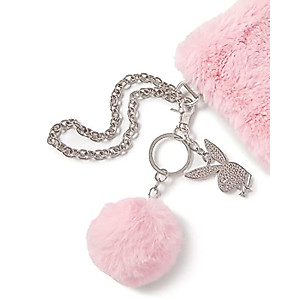 Spencer's Pink Furry Playboy Wristlet