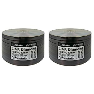 TWO RIDATA PRO CD-R 52X 700MB/80MIN 50 Pack DIAMOND SILVER SHINNY PREMIUM QUALITY 100 DISCS