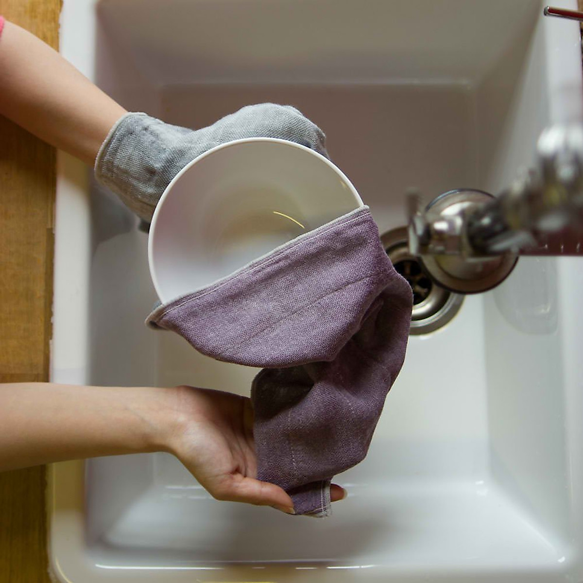 IPPINKA Nawrap Binchotan Dishcloths, Set of 2, Purple x Charcoal