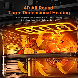 AAOBOSI Wall Oven, 24 Inch Single Wall Oven, 2.5 Cu. Ft. Built-in Convection Electric Oven, Mechanical Knob Control Timer, Alarm Clock, Stainless Steel Drop Down Door