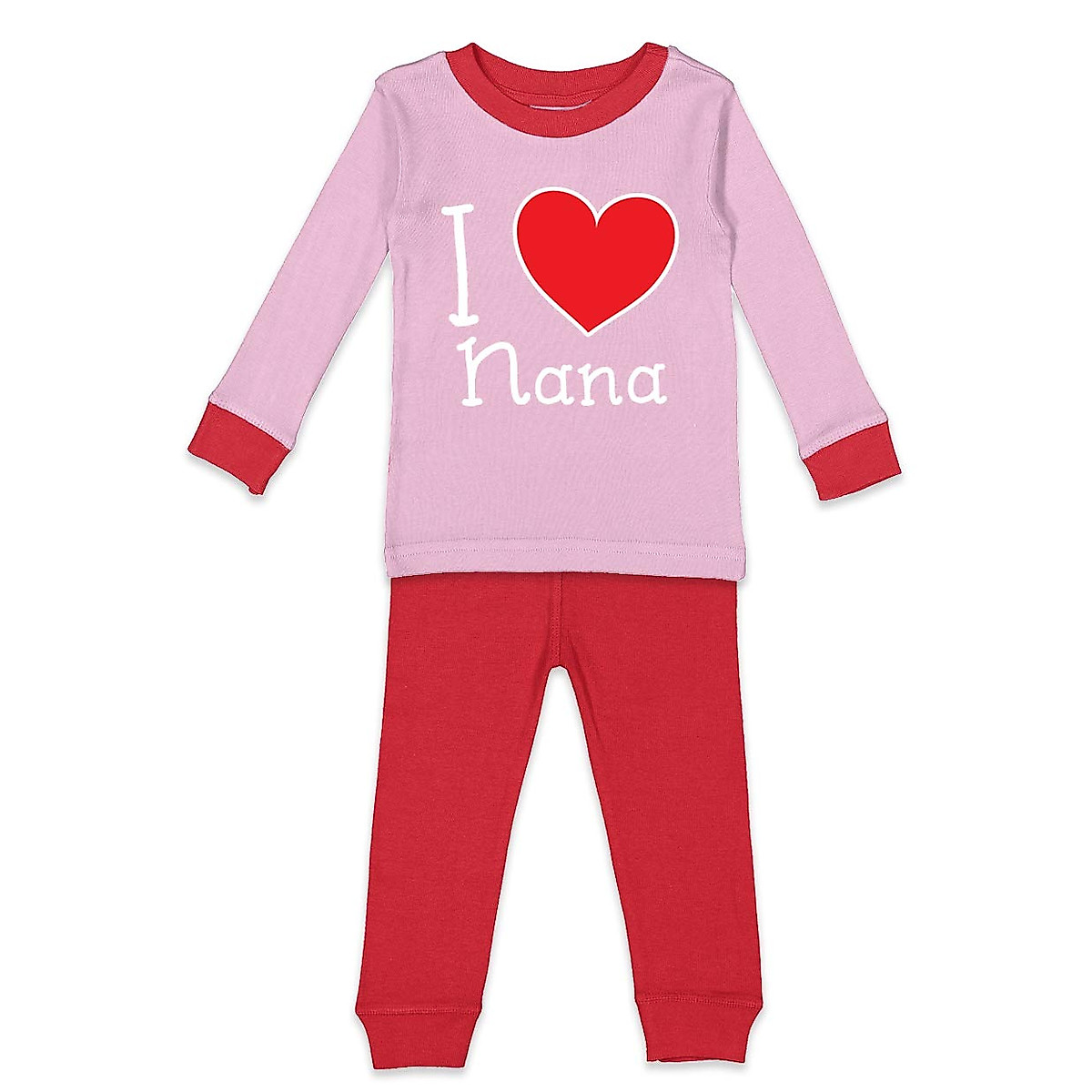 I Love My Nana - Heart Cute Infant/Toddler Shirt & Pants Set (Pink & Red Top/Red Bottoms, 3T)