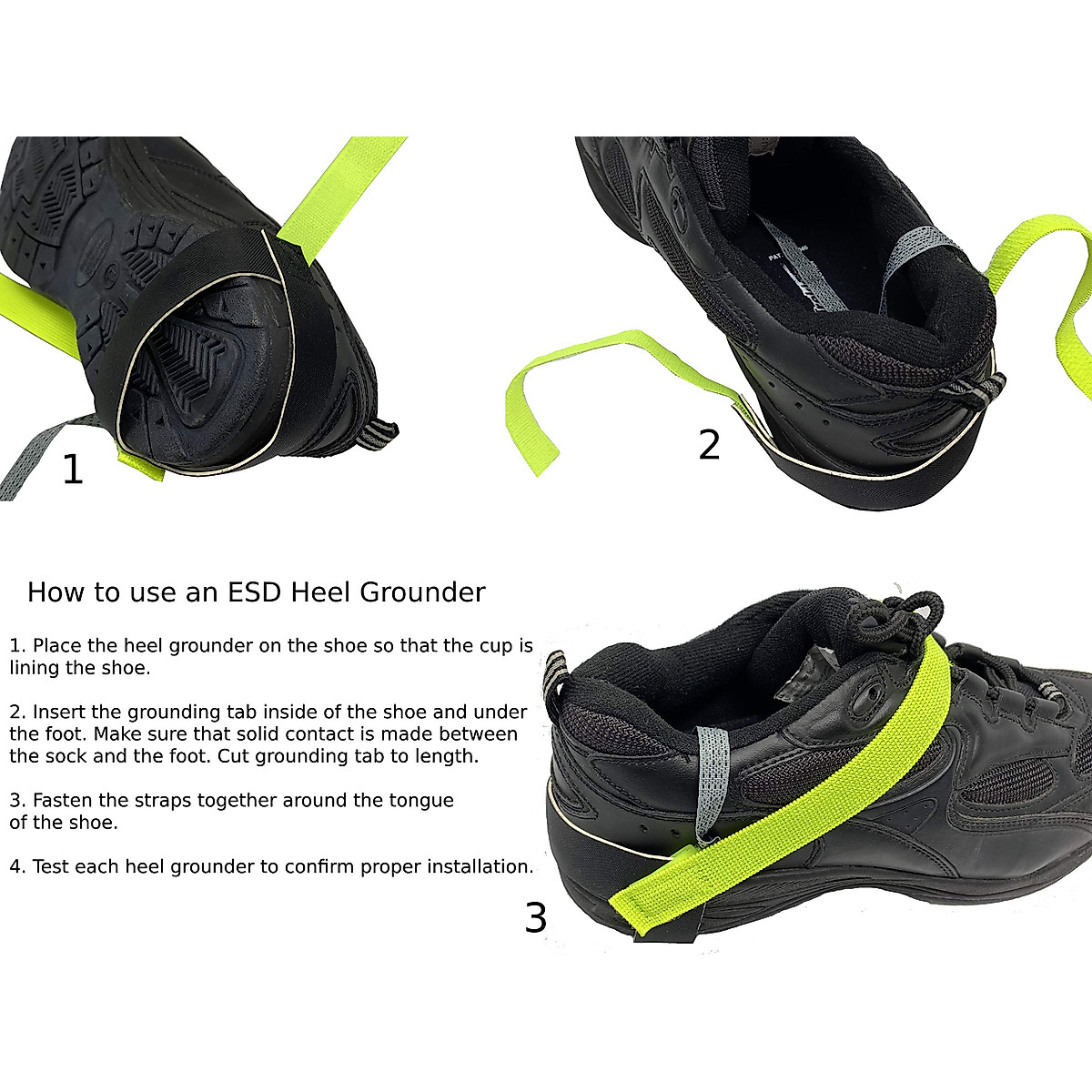 Adjustable One Size Fits All Anti Static 1M Ohm ESD Reusable Foot Heel Straps Premium Quality Perfect for Grounding, Removing Static, Protecting Electronics Against Electric Shock - Yellow - 2 Pieces