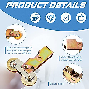 Sliding Patio Door Rollers 1-1/4 Inch Sliding Door Tandem Roller Assembly Sliding Glass Door Rollers Replacement Sliding Door Wheel Replacement, for Sliding Glass Door Screen Door Gate Window (2 Pack)