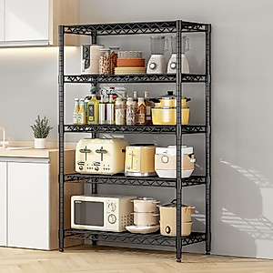 Qiaoxuan 5 Wire Shelving Utility Storage Shelf, Adjustable Heavy Duty Storage Shelving Unit, Metal Organizer Wire Rack, Standing Shelf for Laundry Bathroom Kitchen Garage (36" X 14" X 71")