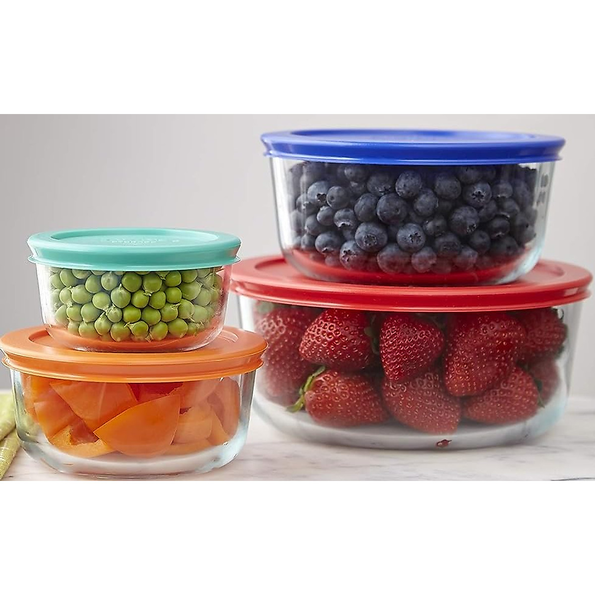Utensilux Bundle Pyrex 8 Peice Round Bundle 4 Glass Storage Containers With Lids, 7-cup, 4-cup, 2-cup, & 1-cup Meal Prep Containers With Lid, Bpa-free Lid, Dishwasher