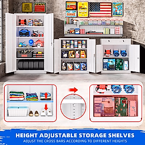 Superday Locking Metal Cabinet 72"×36"×18", Tall Storage Cabinet with 2 Doors and 4 Shelves, Large Metal Steel Utility Cabinet for Office File Bathroom Medicine Garage Pantry (White)