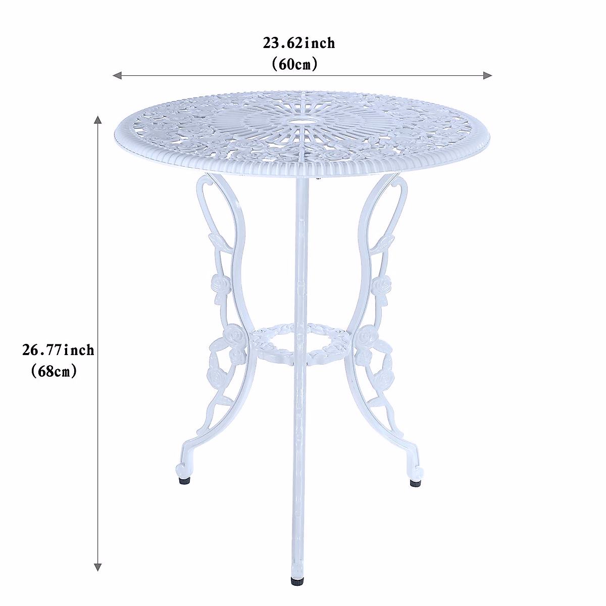 C/G 3 Piece Bistro Set,Outdoor Patio Set,Anti-Rust Cast Aluminum Bistro Table Set for Park Yard Front Porch Furniture(White)