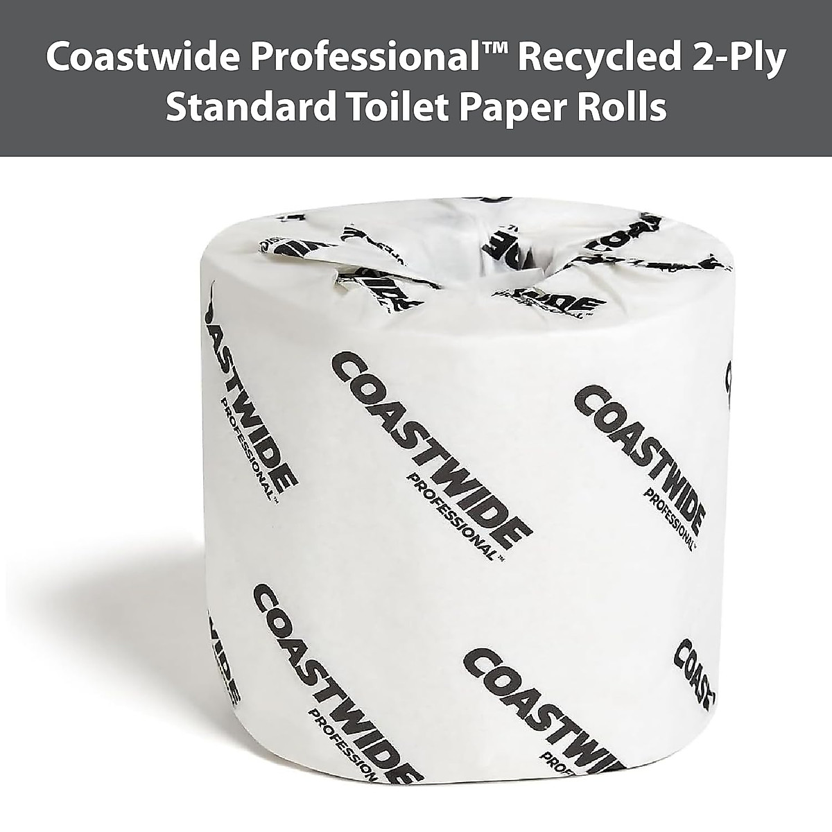 Coastwide Recycled Toilet Paper Rolls, 2-Ply, 350 Sheets Per Roll (48 Individually Wrapped Toilet Paper Rolls Per Carton)