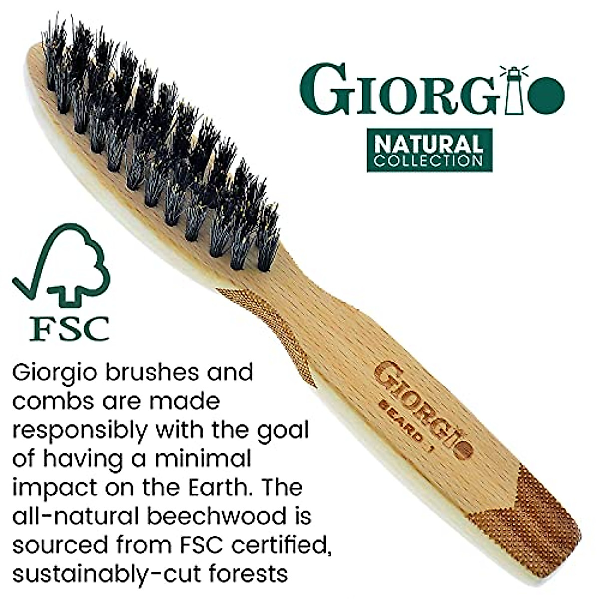 Giorgio G87 2.5 Inch Gentleman's Tokyo Folding Pocket Comb, Flexible Men's Hair, Beard and Mustache Pocket Comb. Hand-Made of quality Durable Cellulose Acetate + GBRD1 6 Inch Beard and Mustache Brush