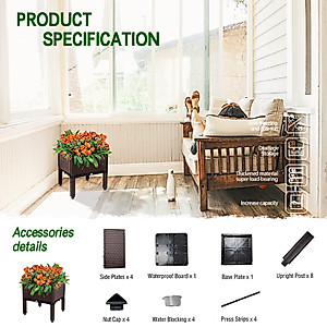 NACREEN Large Planters for Outdoor Plants Raised Garden Bed Boxes, Raised Plant Pots Perfect for Garden Patio Balcony Deck to Planting Flowers Vegetables Tomato and Herbs