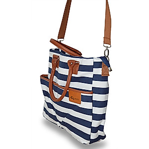 Designer Canvas Stylish Diaper Bag - With 2 Bonus Items: Changing Pad + Bottle Holder