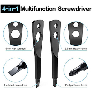 Portable Screwdriver Keychain, Nut Driver Repair Hand Tool Pocket Screwdrivers, Flathead and Phillips Key Screwdriver Tool Set, Christmas Best Stocking Stuffers Men Stocking Stuffer (4-in-1 black)