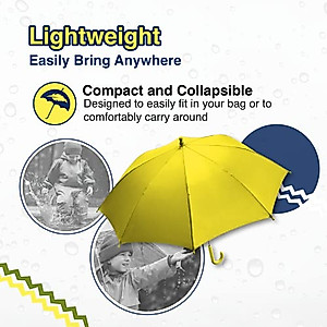The Weather Station Children's Mini Manual Rain Umbrella, Metal, Windproof, Lightweight, and Packable for Travel, Full 30 Inch Arc, Yellow