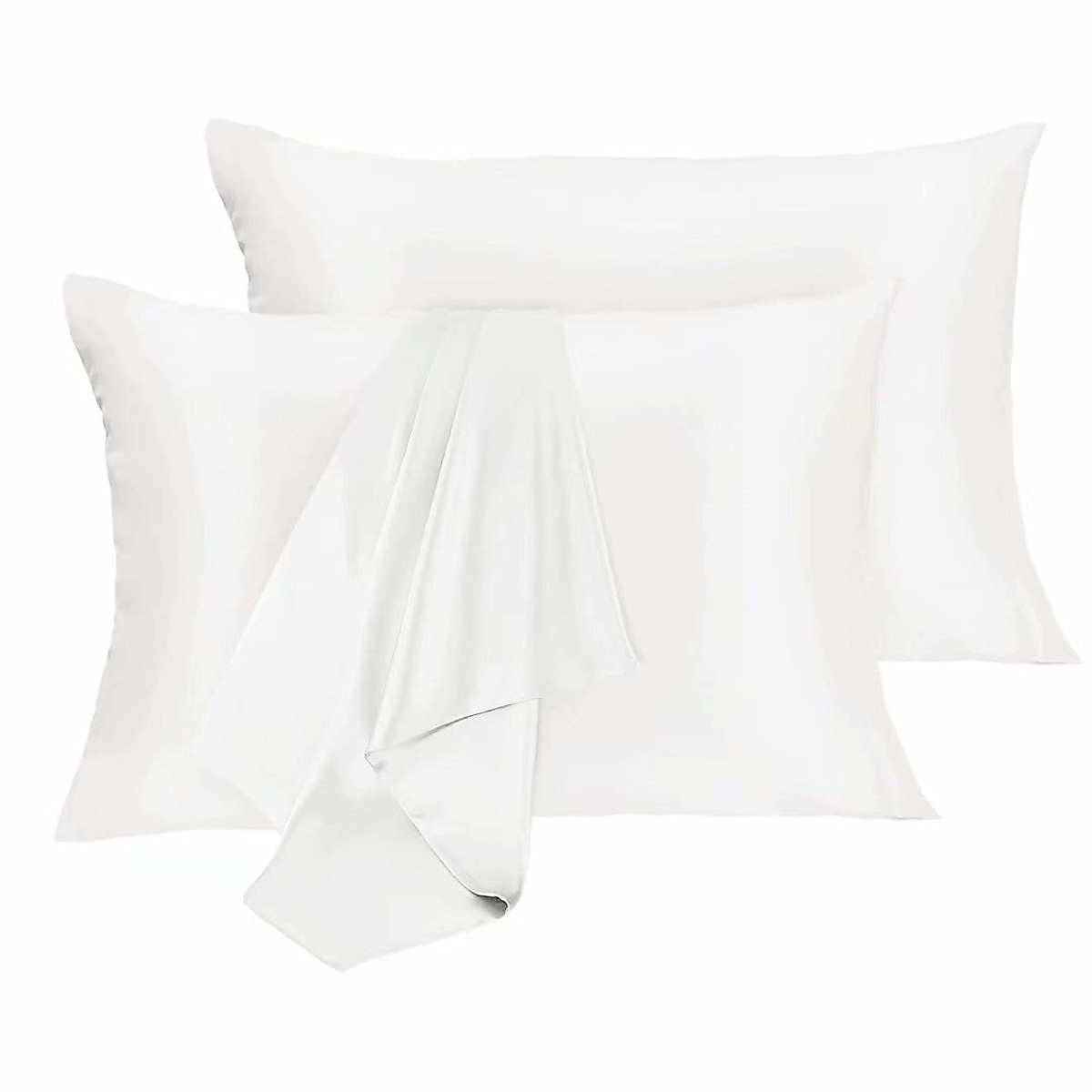 Kinself Silk Pillowcase for Hair and Skin, 2 Pack 100% Both Side Mulberry Silk Bed Pillowcase with Hidden Zipper, Silk Pillow Cover 19 Momme Soft Breathable Smooth King Pillow Case (White)