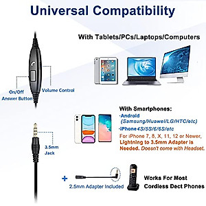 Callez 3.5mm Cell Phone Headset Dual, Corded Computer Headsets with Microphone Noise Canceling for iPhone Samsung Galaxy Huawei LG BlackBerry Laptop PC Tablets Podcast Skype Home Office C402E2