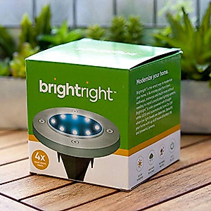 BrightRight Outdoor Solar Pathway Disk Lights (12 Lights) 8 White LED, Waterproof Decorative Landscape Lighting for Yard, Garden, Patio, Lawn, Deck, Pathway, Driveway - Dusk to Dawn