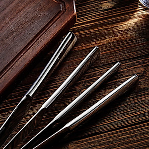 KEAWELL Premium 9.5" Louis Dinner Knives, Set of 4, Stainless Steel Dishwasher Safe, Serrated Knives (Plain)