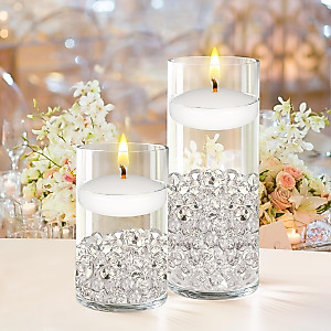 Mega Candles 4 pcs Unscented White Floating Disc Candle, Hand Poured Paraffin Wax Candles 3 Inch Diameter, Home Décor, Wedding Receptions, Baby Showers, Birthdays, Celebrations & Party Favors