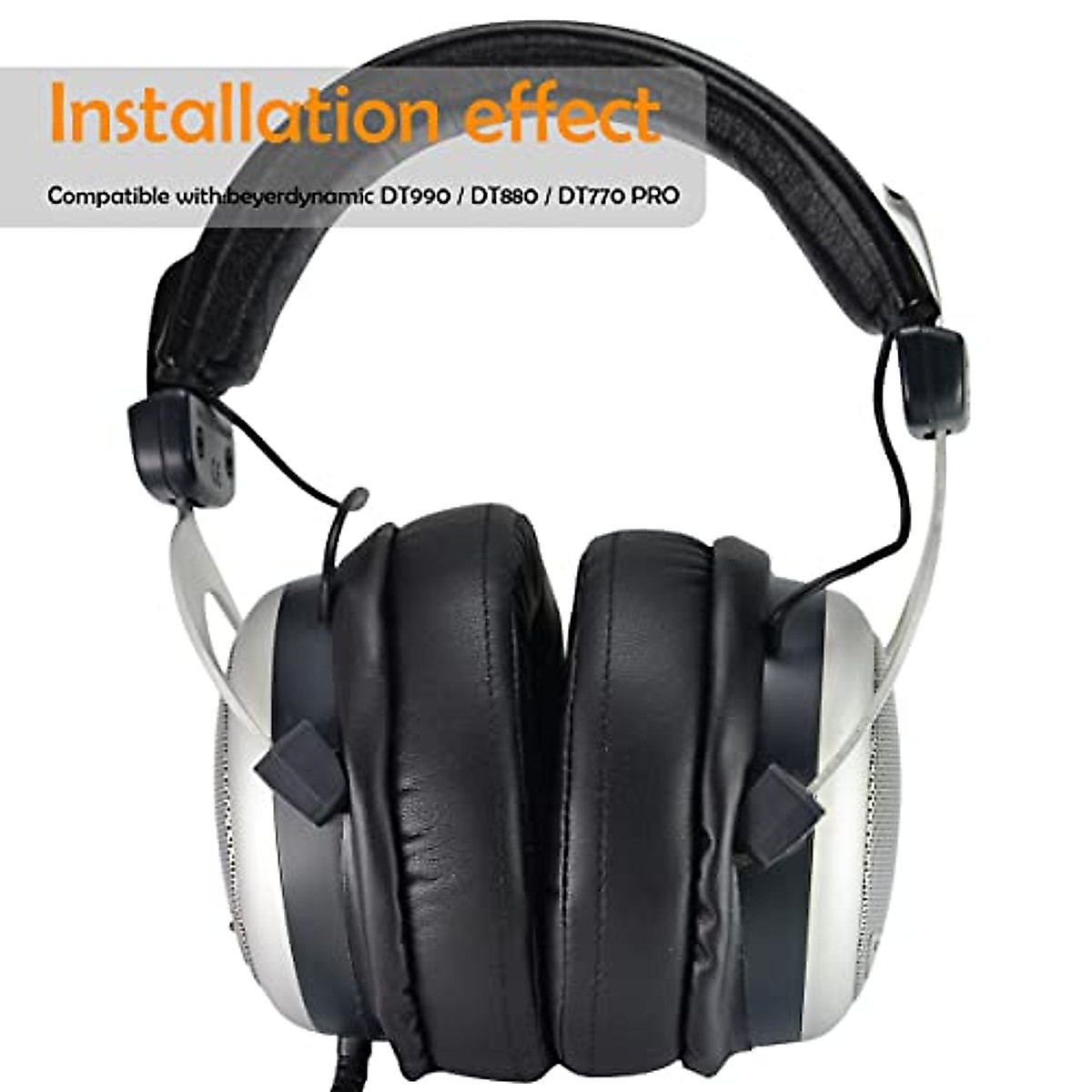 DT990 Ear Pads - defean Replacement EarPad Ear Cushion Cover Earpads Compatible with beyerdynamic DT990 / DT880 / DT770 PRO Headset,Softer Leather,High-Density Noise Cancelling Foam, Added Thickness