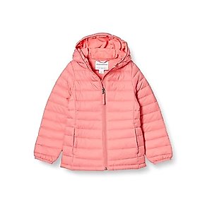 Amazon Essentials Girls' Lightweight Water-Resistant Packable Hooded Puffer Jacket - Discontinued Colors, Pink, Medium
