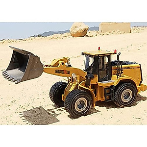 WESTN RC Bulldozer, 2.4Ghz 9 Channels RC Front Loader Toy, 1:24 Scale Full Function RC Bulldozer Construction Vehicle with Alloy Shovel, Suitable for Children's Festival Gifts