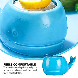 PRETYZOOM Ceramic Coffee Mug 3D Whale Tiki Cup Hawaiian Luau Party Cocktail Glasses Cute Animal Exotic Juice Wine Cup for Bar Kitchen Holiday Ornament Sky- blue 450ml