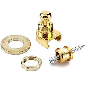 2 Pcs Guitar Strap Lock Button End Pins for Acoustic Classical Electric Bass Ukulele (Gold)