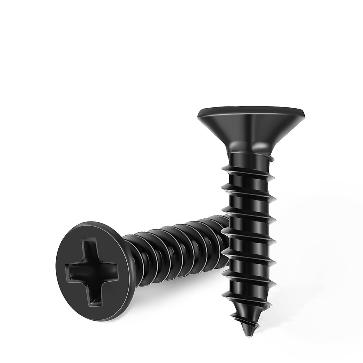 TPOHH 100 PCS #8 X 5/8 Inch Black Oxide Coated Flat Head Phillips Wood Screw, Stainless Steel 18-8 (A2) Fully Threaded 8 X 5/8'' Multipurpose Screws