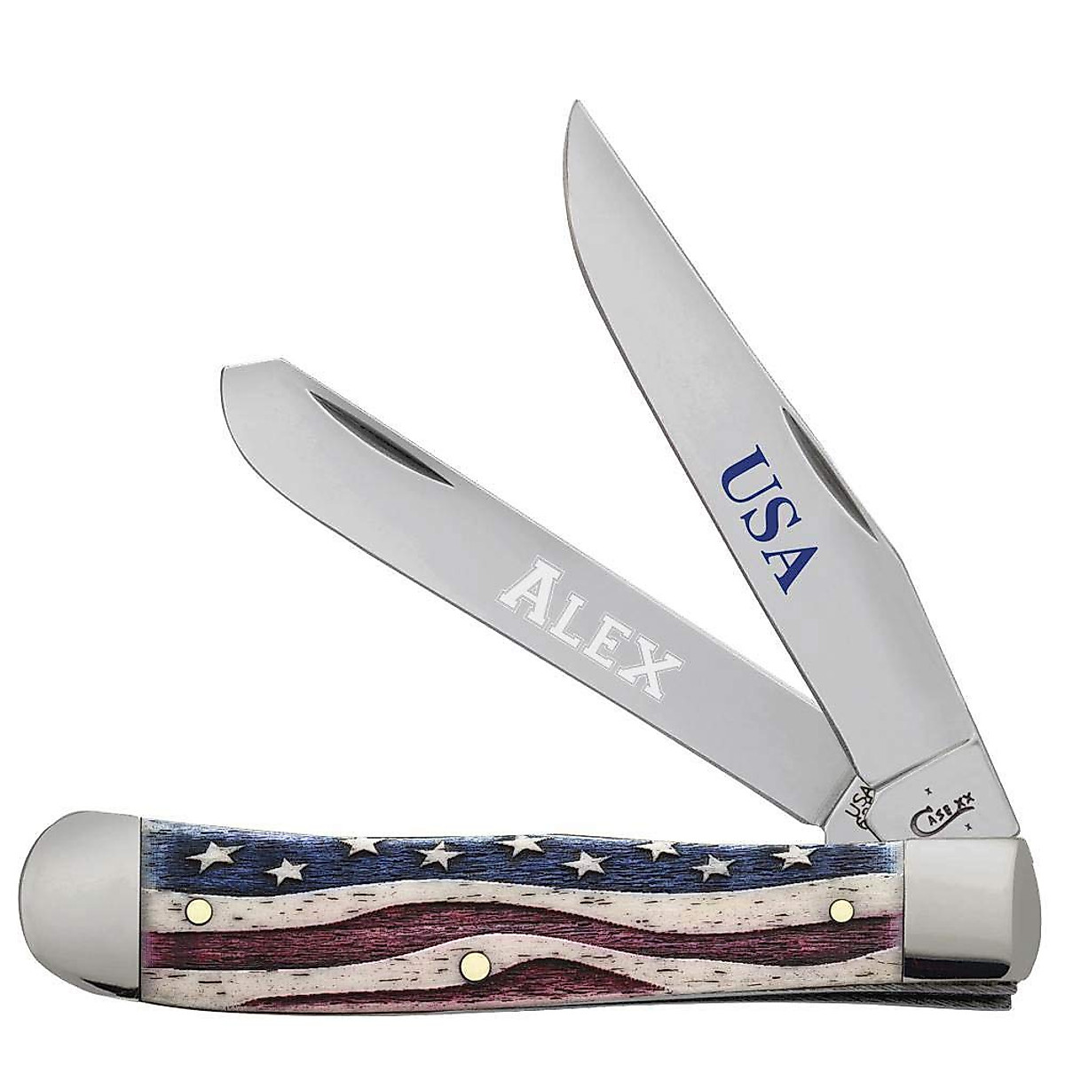 Personalized Case Star Spangled Natural Bone Color Wash Trapper with Free Laser Engraving