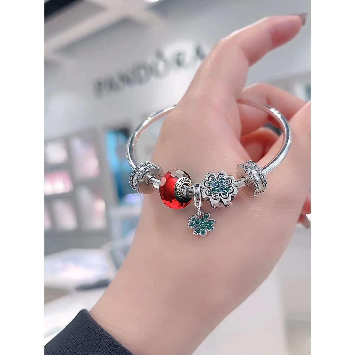 TIFVGEV 2pcs Murano Glass Charms for Pandora Bracelets, Authentic 925 Sterling Silver Charms for Bracelets, Red Charms for Women