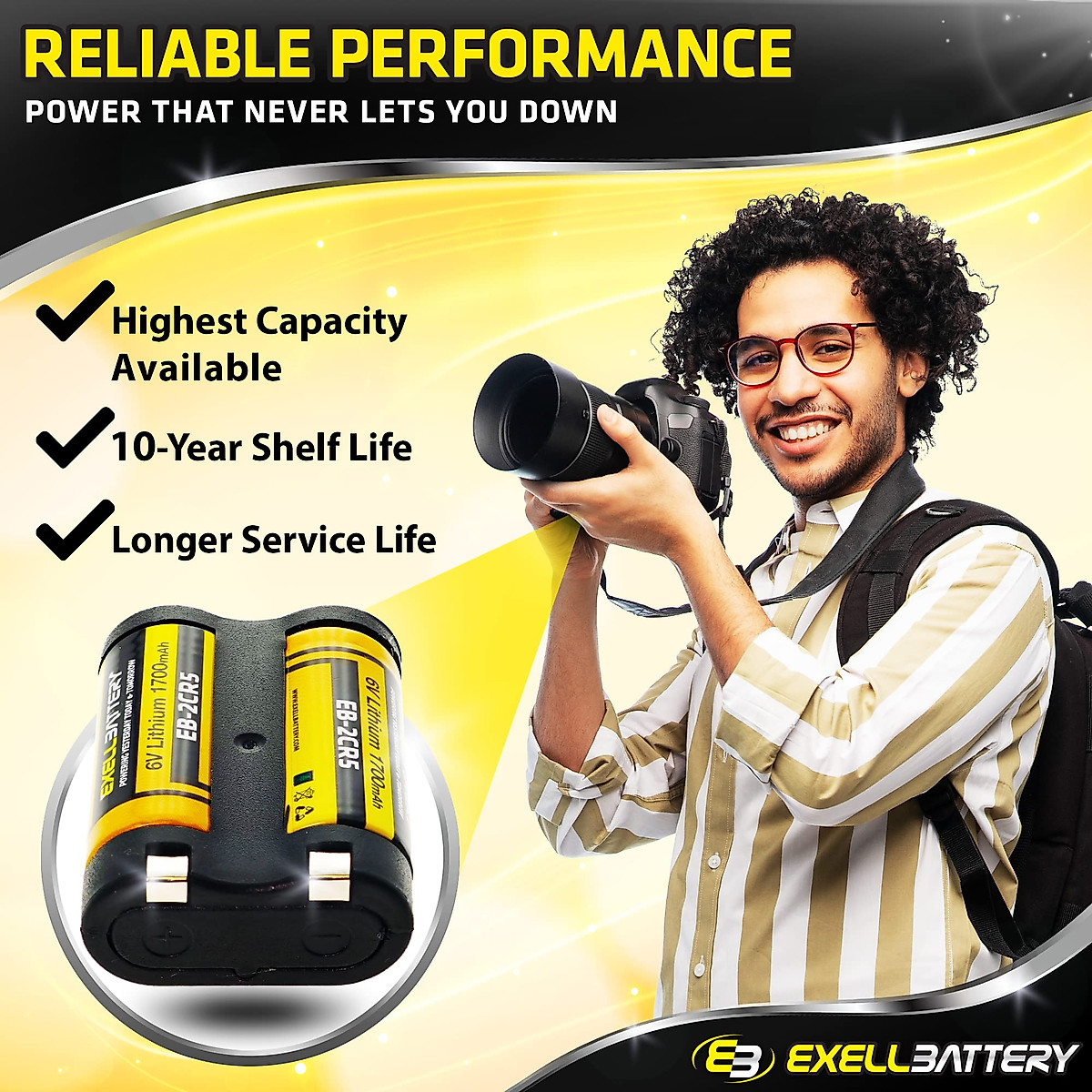 (5-Pack) 2CR5 6V 1700mAh (Highest Capacity on The Market) Photo Lithium Battery Replaces 2CR5, 2CR5M, 2CR5R, 5032GC, 5032LC, AFL-240R, DL245, DL2CR5, DL345, DL345A, EL2CR5, EL2CR5BP, EOS 1V, KL2CR5